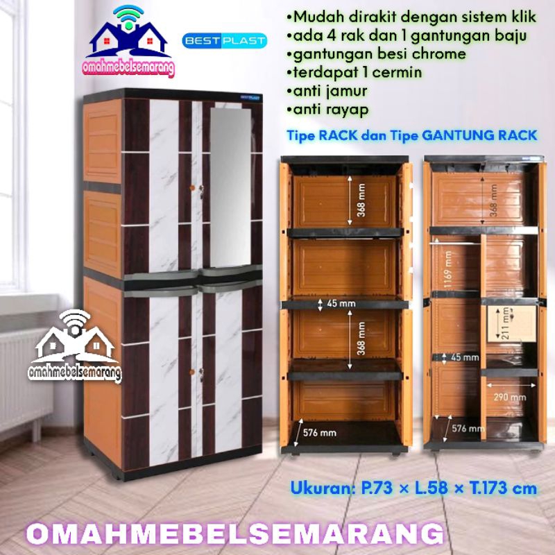 Jual Lemari pakaian 2 pintu plastik BESTPLAST BELGA tempat rak baju ...