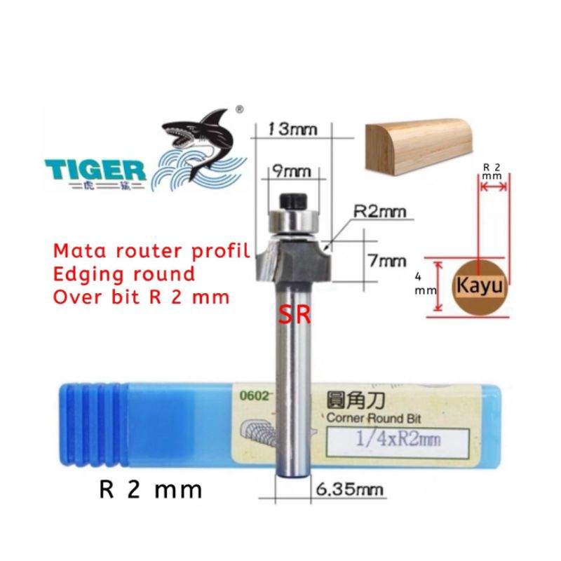 Jual Mata Router/ Profil Edging R 2mm 2 Mata Pisau/ Round Over Bit ...