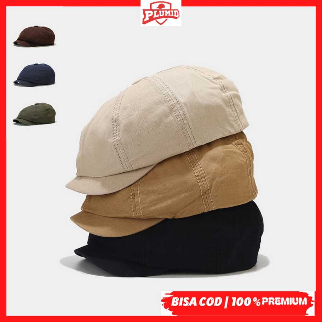 Jual PLUMID - Topi beret newsboy cap premium bahan soft katun tebal ...