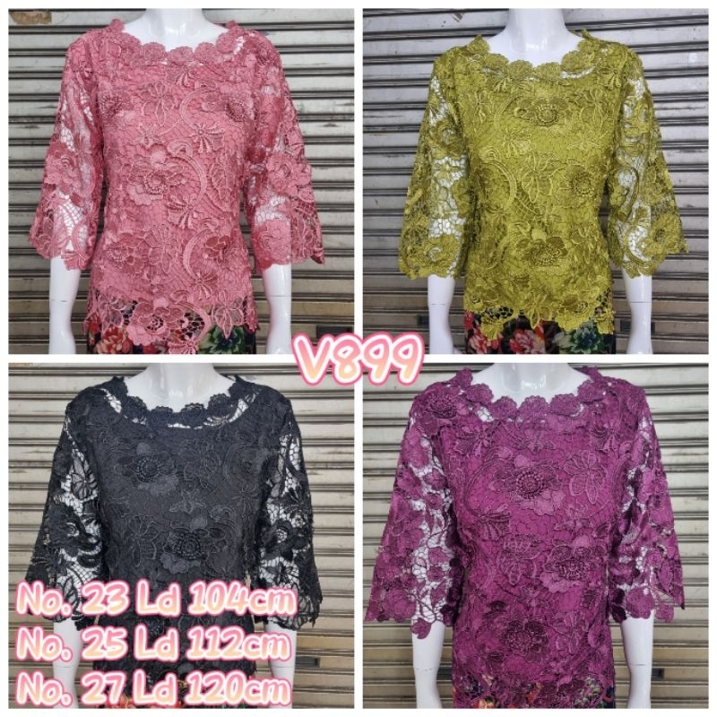 Jual Kebaya Brukat Hoki Bangkok Premium Bunga Timbul 3D V899 | Shopee ...