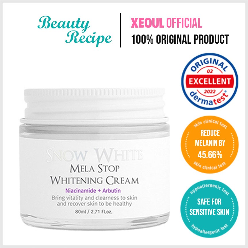 Jual Beauty Recipe Snow White Mela Stop Whitening Cream 80ml | Shopee ...