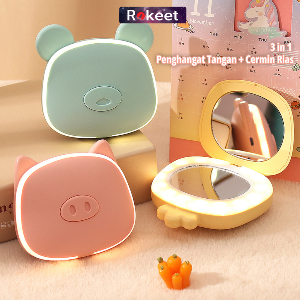 Jual Rokeet Penghangat Tangan Keram Perut Haid Hand Warmer Cermin LED 3 ...