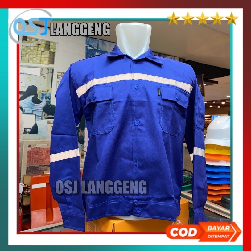 Jual Baju Atasan Safety American Drill Biru Bca - Atasan Safety Proyek ...