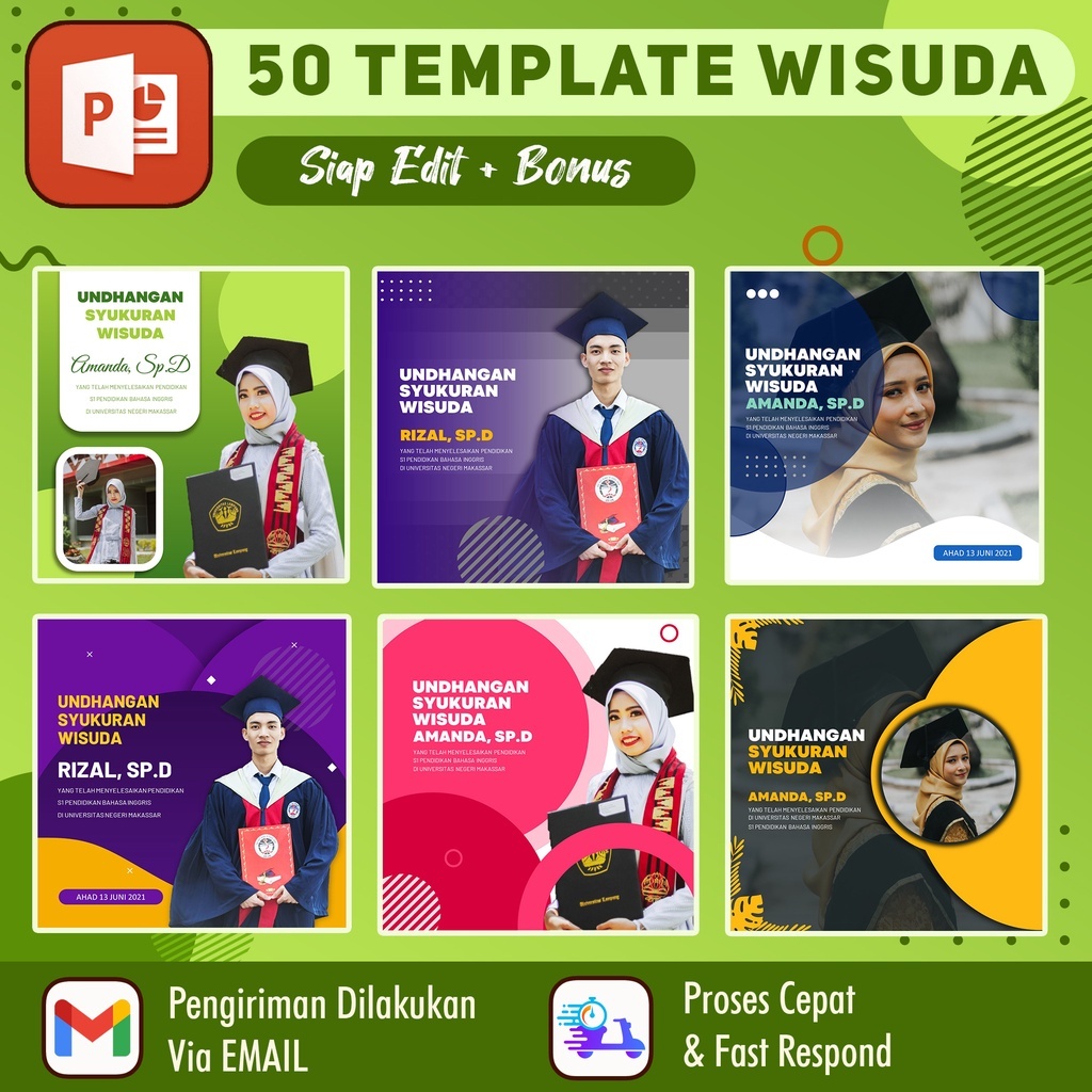 Jual Ready 50 Template Undangan Wisuda Digital PPT + Bonus | Shopee ...