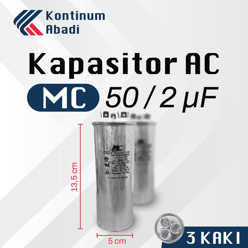 Jual KAPASITOR / CAPASITOR 3 KAKI AC MEREK MC | 50/2 uF / MIKRO | Shopee Indonesia
