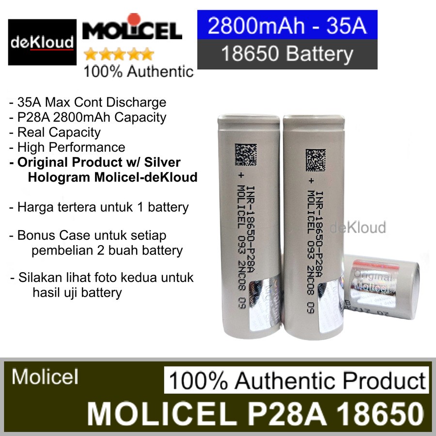 Jual Authentic MOLICEL P28A 18650 Battery | baterai batre batere ...