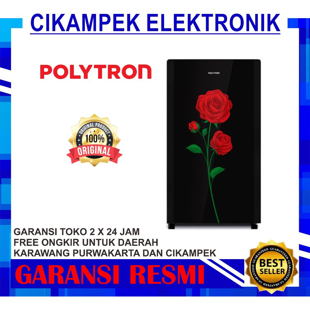 Jual KULKAS POLYTRON PRA 15 CRX 1 PINTU 150 LITER TEMPERED GLASS ...