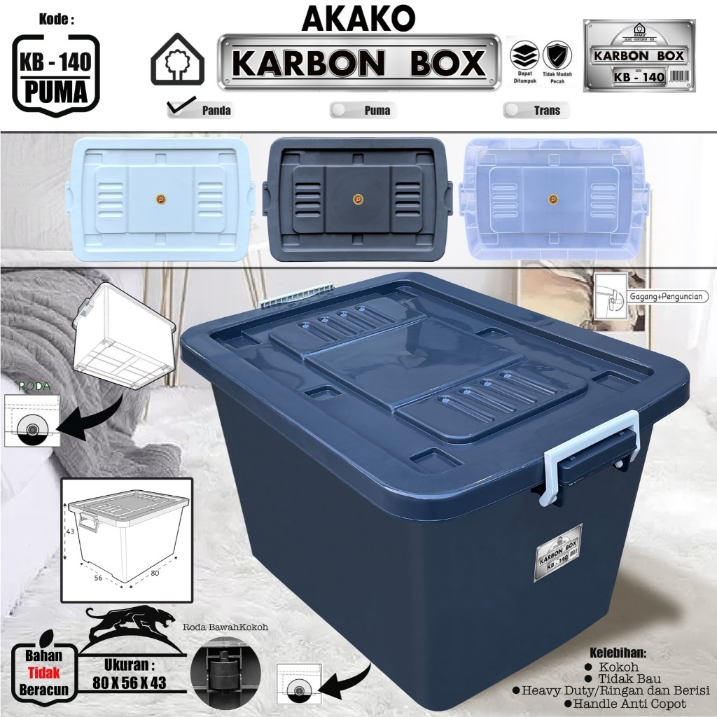 Jual AKAKO Kontainer Plastik Karbon Box PUMA AKAKO Hitam Black JUMBO ...
