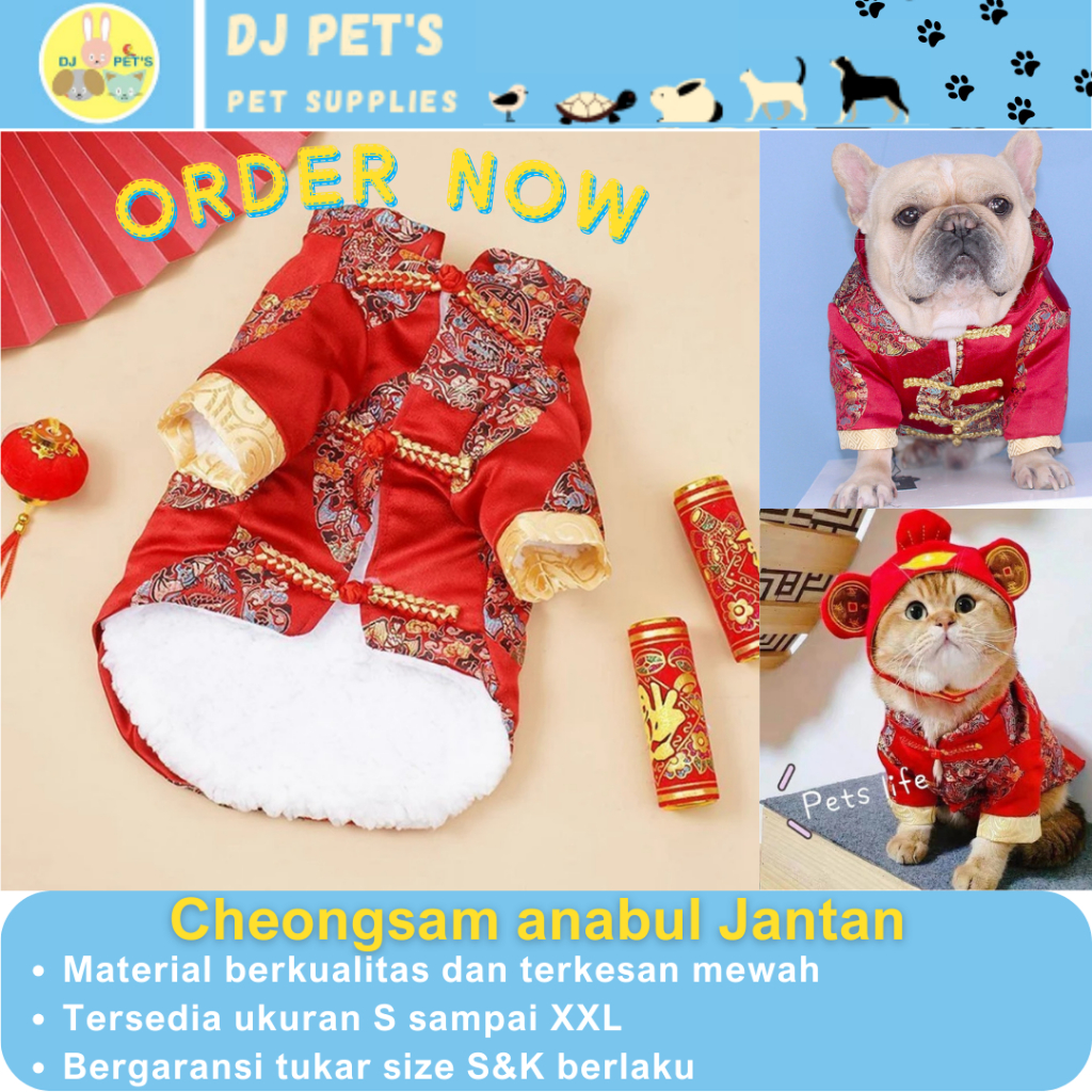 Jual baju cheongsam anjing dan baju cheongsam kucing baju imlek chinese ...