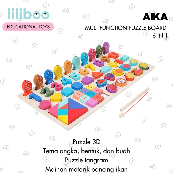 Jual LILIBOO AIKA Mainan Edukasi Anak Montessori Kayu Puzzle Board 3D 6 ...