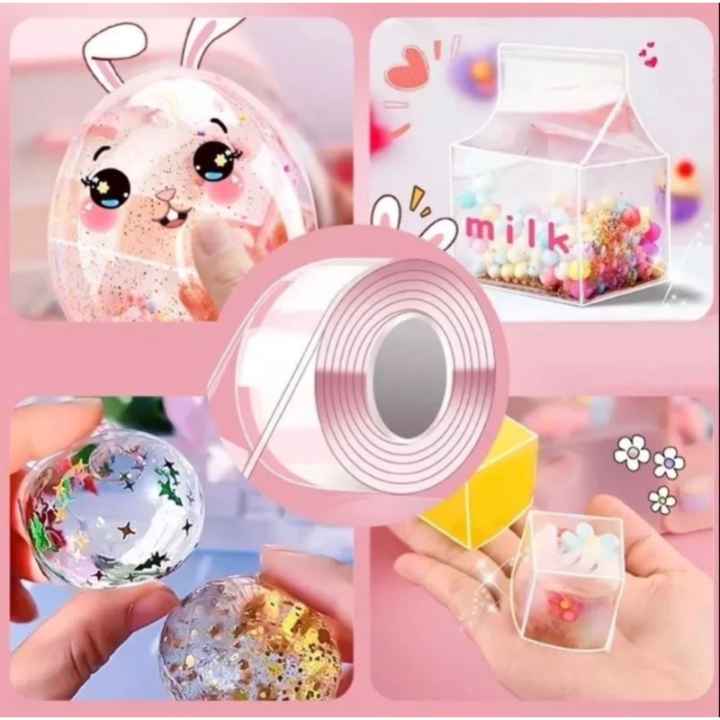 Jual Mainan Viral Nano Tape/Stiker Tiup Momo nano tape roll / balon ...