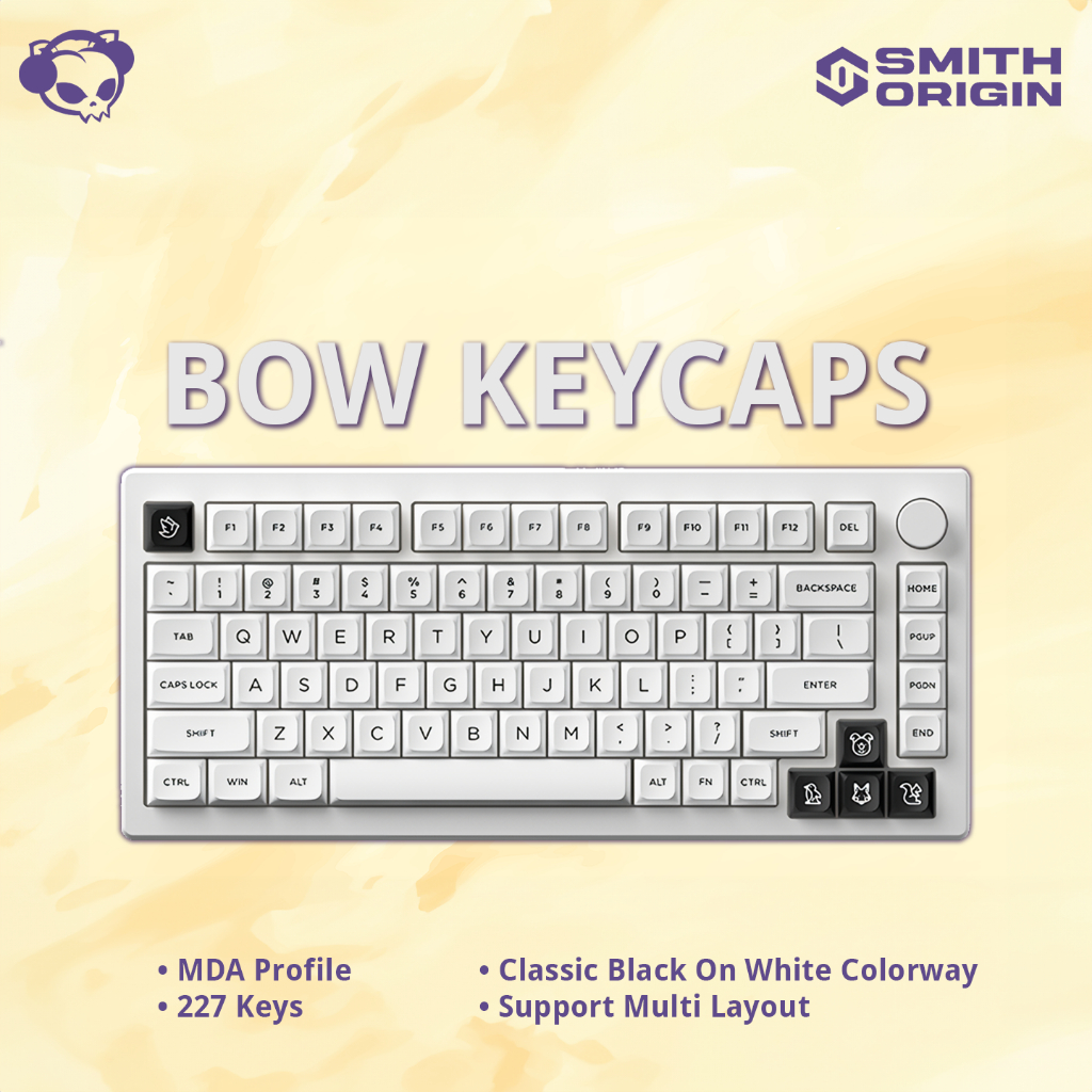 Jual Akko BOW Black On White MDA Profile Keycaps Set 227 Keys | Shopee ...