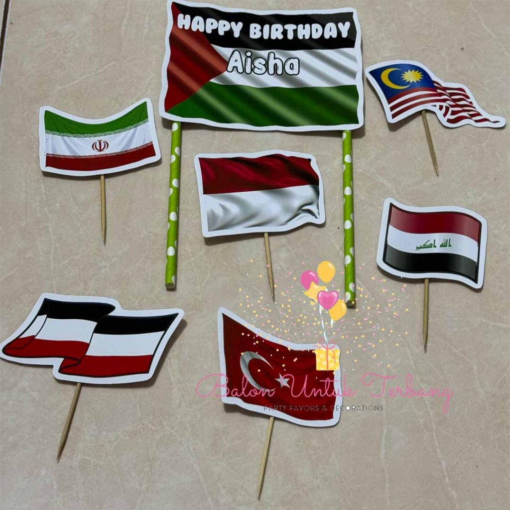 Jual Topper Cake Cake Custom Bendera Palestina | Shopee Indonesia