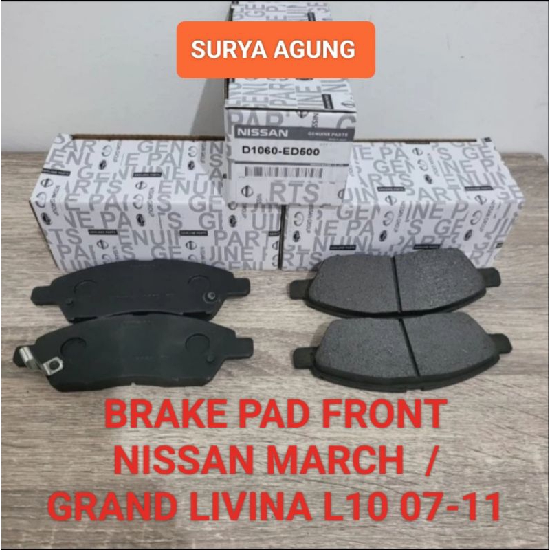 Jual BRAKE PAD FRONT / KAMPAS REM CAKRAM DEPAN NISSAN GRAND LIVINA L10 2007-2011 / NISSAN MARCH ...