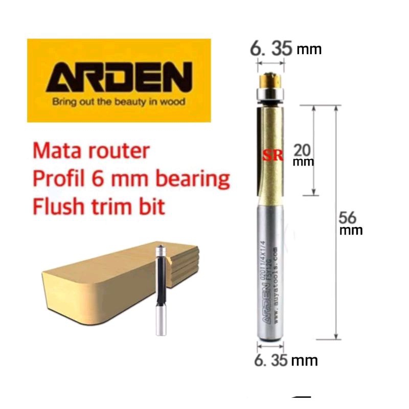 Jual Mata Router/ Profil 6mm Bearing/ Roda/ Straight Bit With Bearing ...