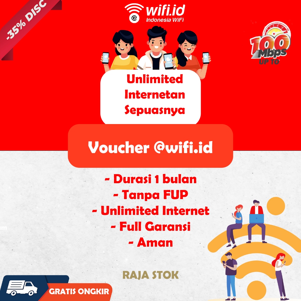 Jual VOUCHER @WIFI.ID HARIAN MURAH GARANSI SPEED UP TO 100Mbps | Shopee Indonesia