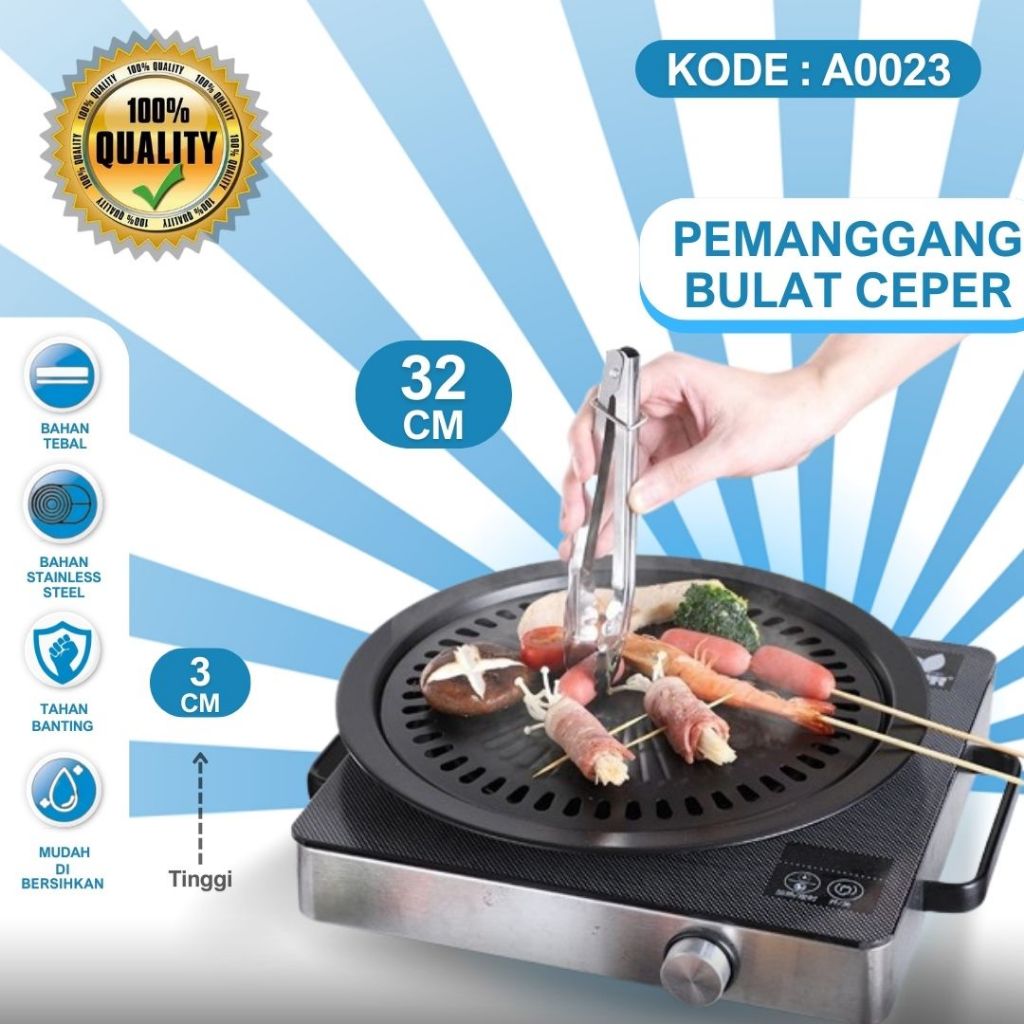 Jual ALAT PANGGANGAN DAGING PEMANGGANG BULAT BBQ GRILL 32 CM | Shopee Indonesia
