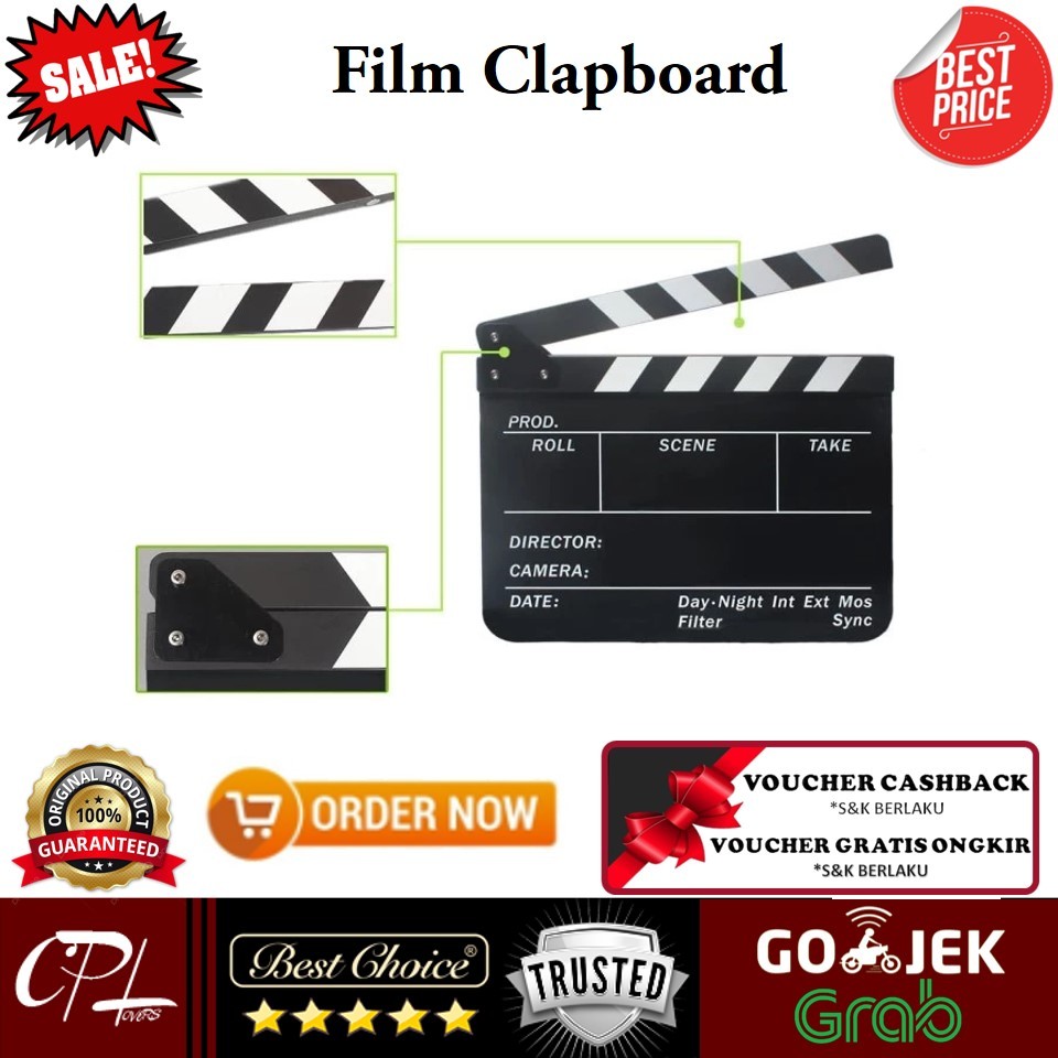 Jual Film Clapboard with White Sticks CBP-FCB II (Take Action) | Shopee ...