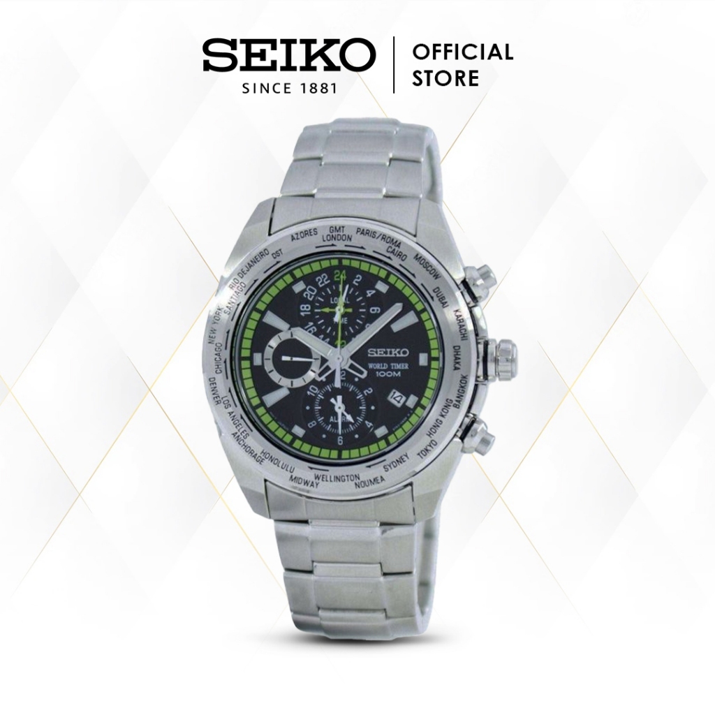 Jual Jam Tangan Pria Seiko World Timer Chronograph SPL033 Quartz ...