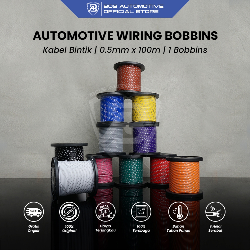 Jual Kabel Bintik AVSS 0.5MM x 100M Kabel Otomotif Body Mobil Motor Serabut Tembaga (Bobin ...
