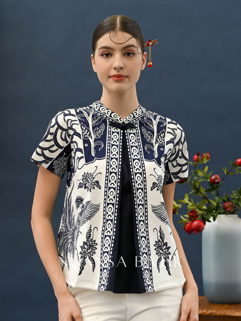 Jual Nuansa Batik Blouse Batik Model Cheongsam Lengan Pendek Bahan ...