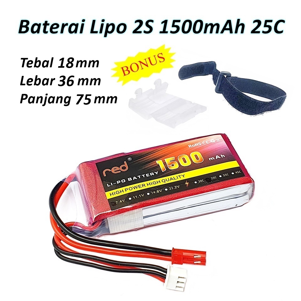 Jual Baterai Lipo 2S 7.4Volt 1500 mAh 25C Hobby RC | Shopee Indonesia