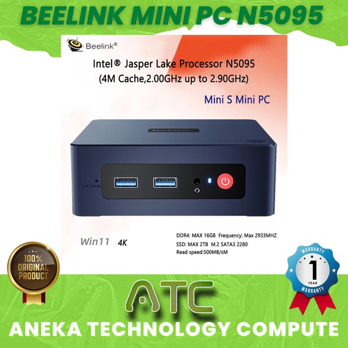 Jual Mini PC Beelink MINI S Intel N5095 8/256GB SSD HDMI 4K Windows 11 ...