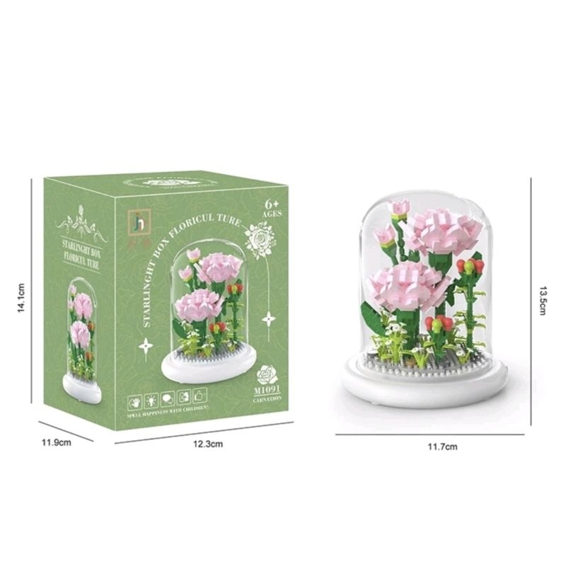 Jual Bricks Blok Bunga Lampu Balok Susun Hadiah Valentine Flower ...