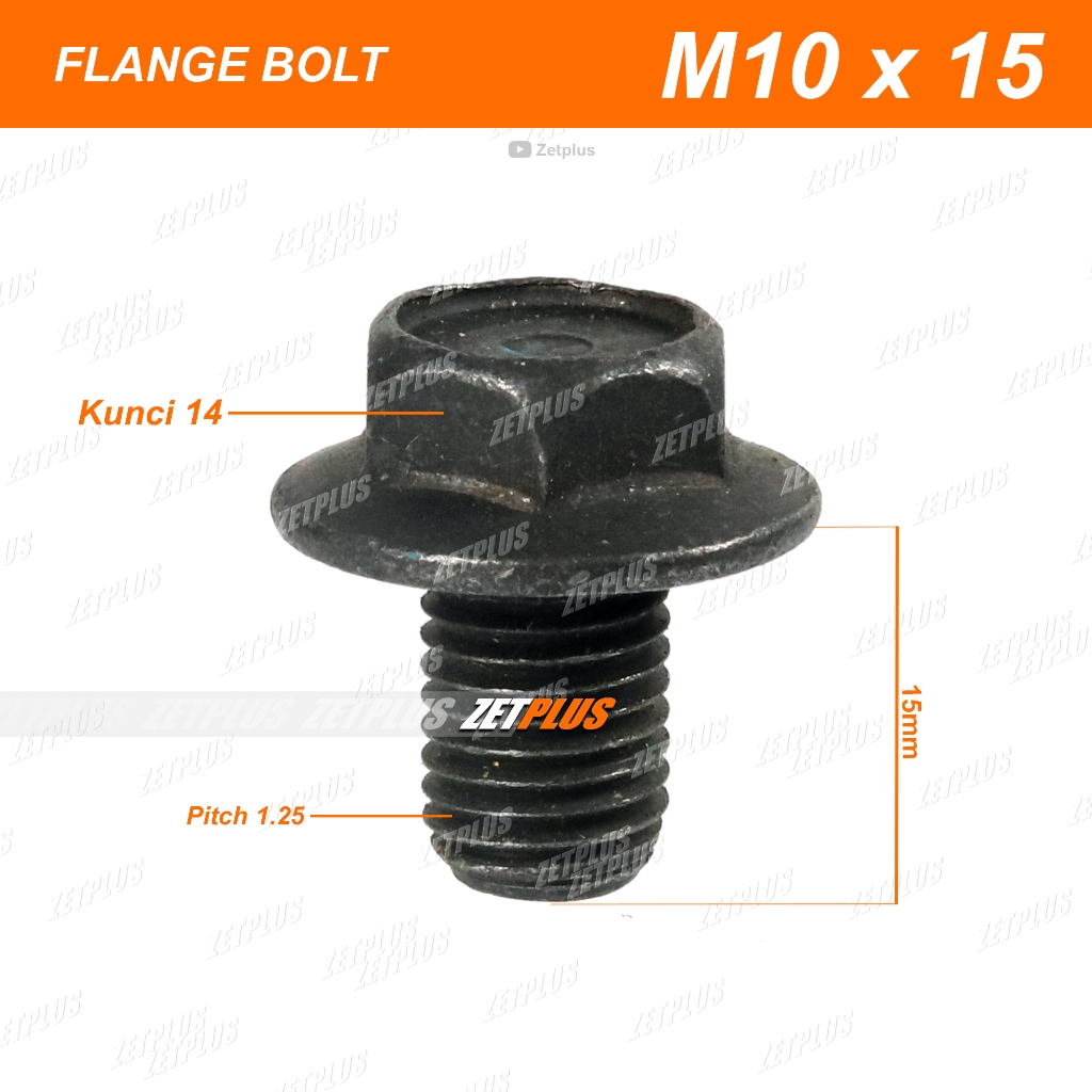 Jual FLANGE BOLT M10x15 HITAM (kunci 14) /baut tutup oli suzuki shogun ...