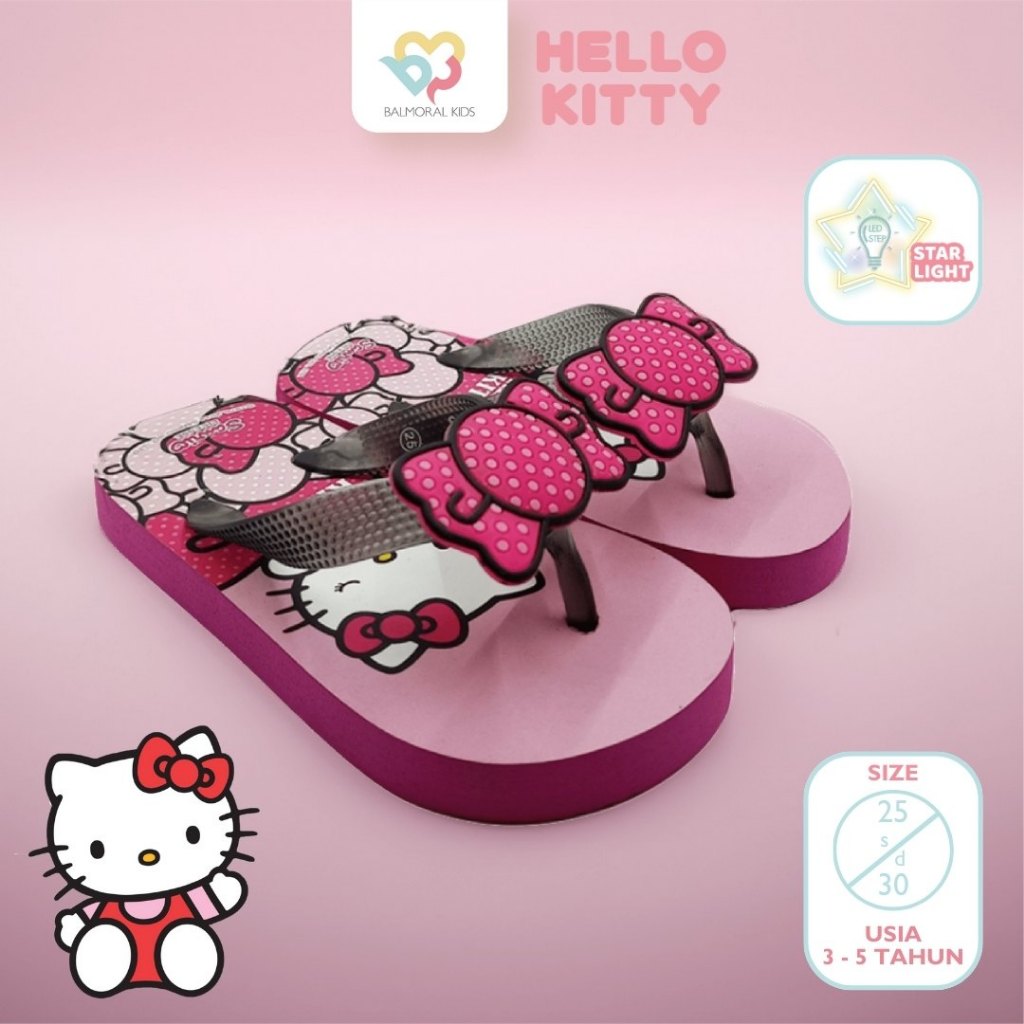 Jual Sandal Jepit Lampu Anak Girls Hello Kitty Usia 3 - 5 Tahun KT ...