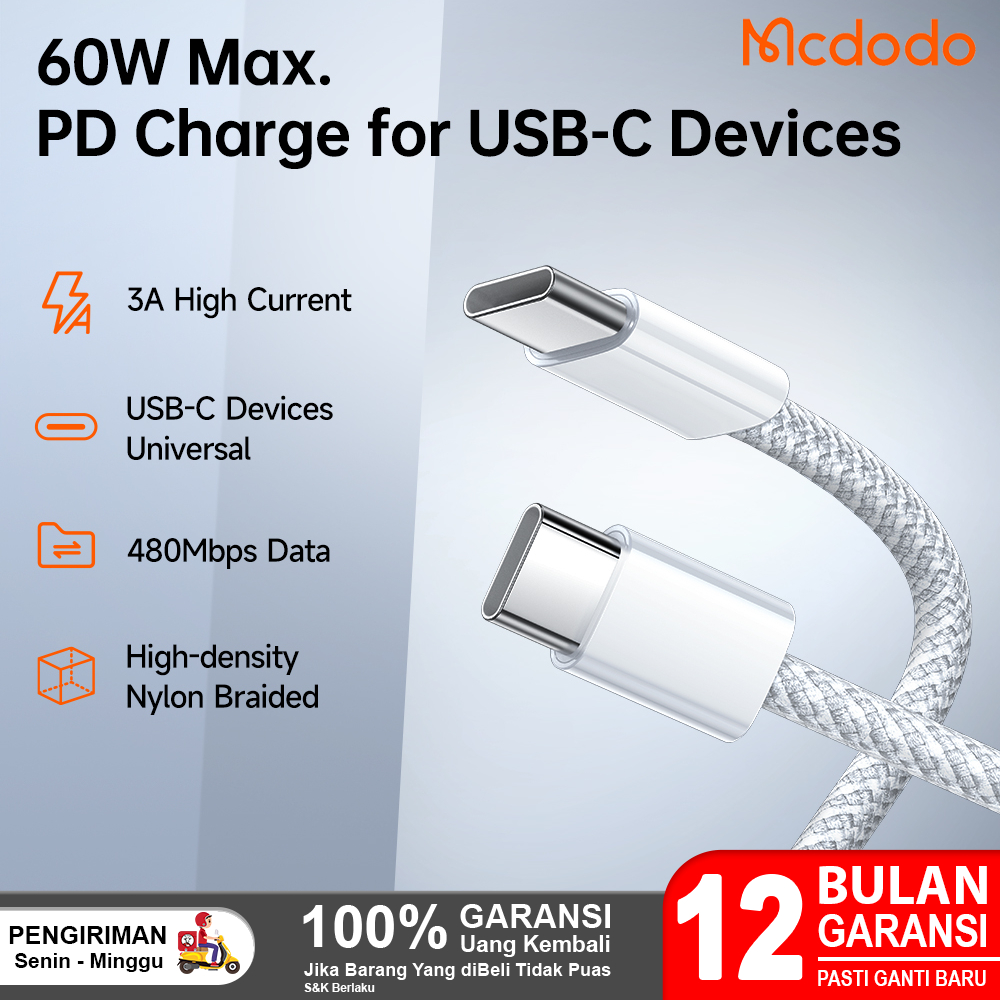 Jual MCDODO Kabel Data Type C to Type C PD Fast Charging 60w 20CM 1M 1 ...