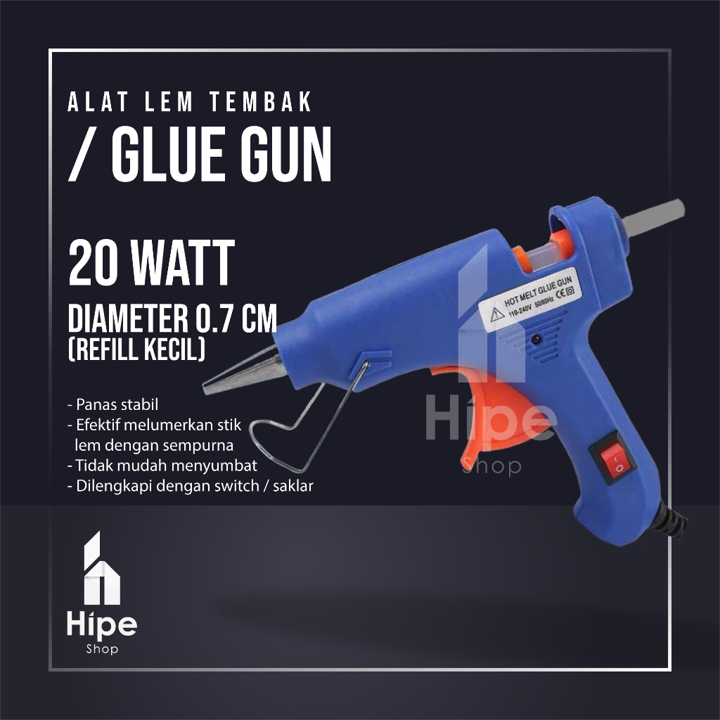 Jual Pistol Lem tembak 20 watt refill kecil/ Hot Glue Gun alat peleleh ...