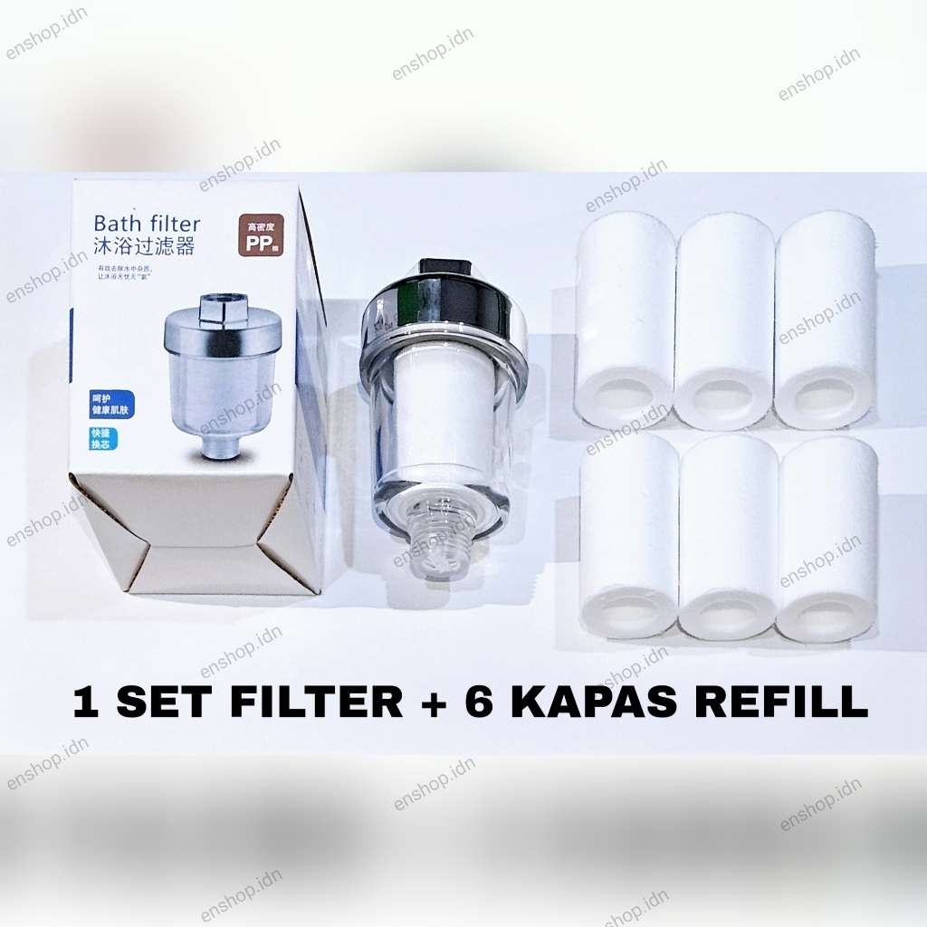 Jual 1 set Filter + 6 Refill Kapas PP / Universal Filter Air Shower ...