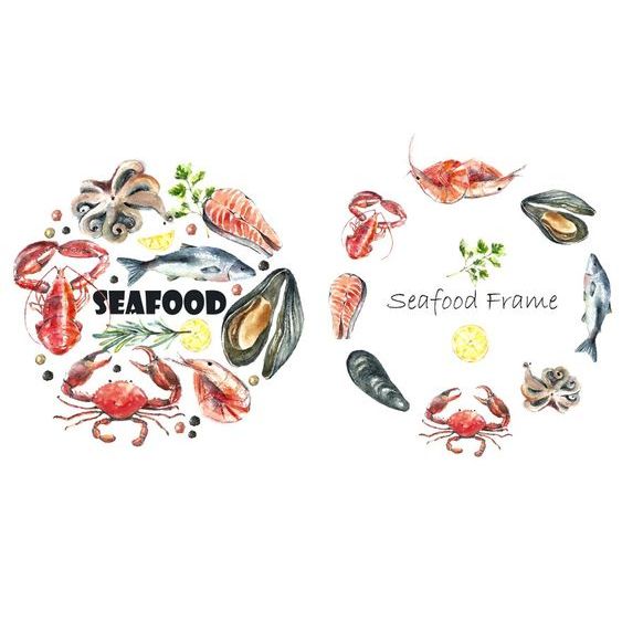 Jual stiker seafood stiker laut stiker makanan SADEWA label makanan ...