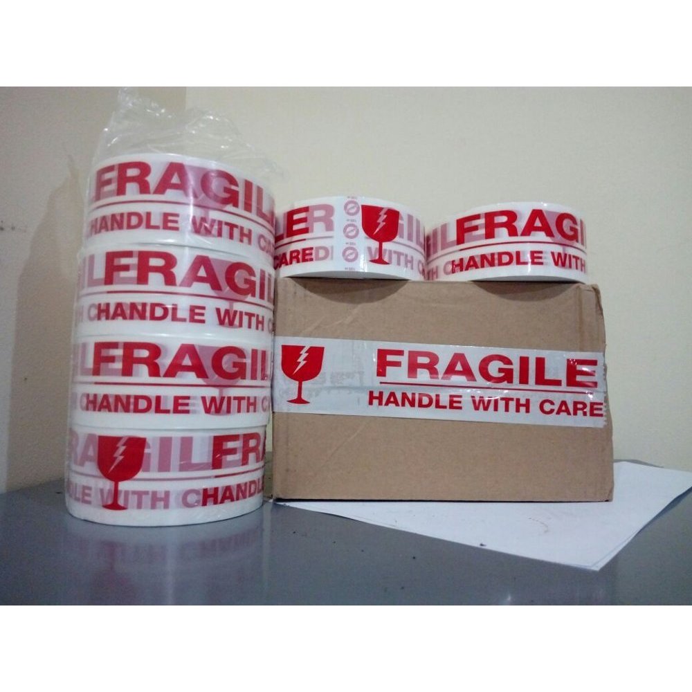 Jual READY Lakban Fragile 2 inchi 70 yard | Isolasi Fragile | Selotipe ...
