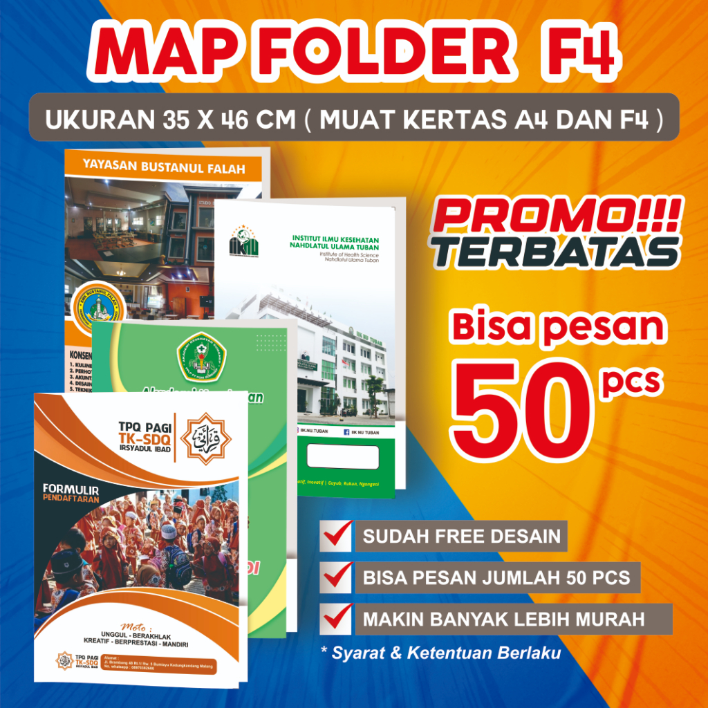 Jual Cetak Map Folder Ukuran F4 (34 X 23cm) | Shopee Indonesia