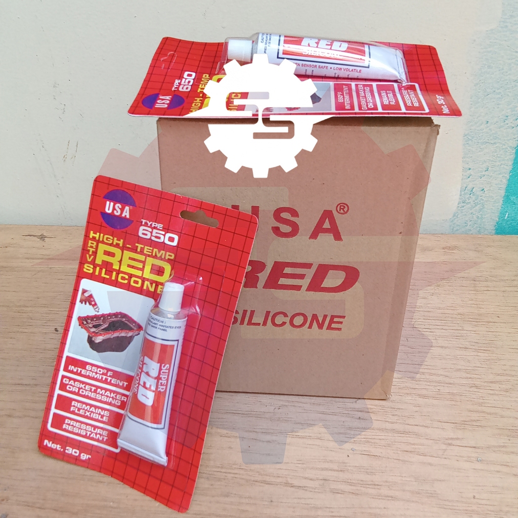 Jual Red Silicone High Temp Tahan Panas / Lem Gasket RTV USA 30 gr ...