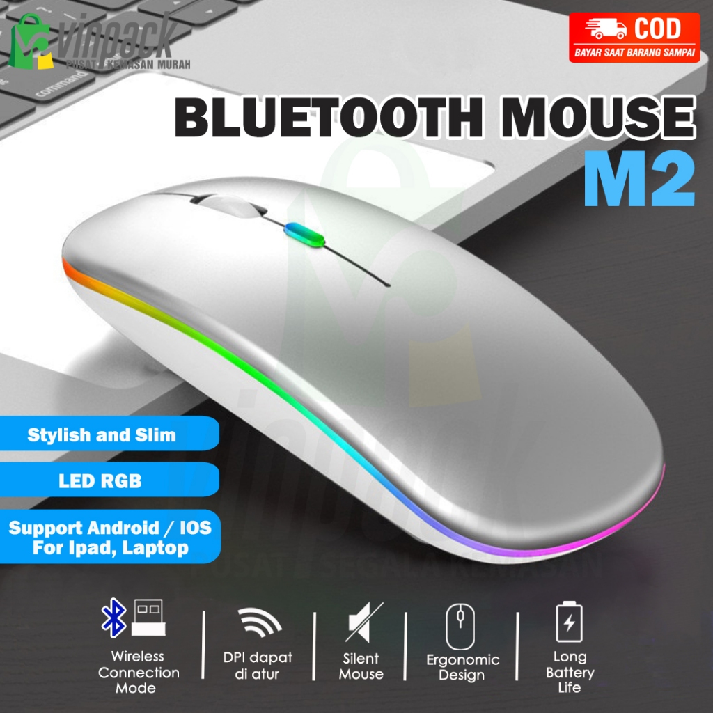 Jual Mouse Wireless Rechargeable Silent Click Slim 2.4G Wireless ...