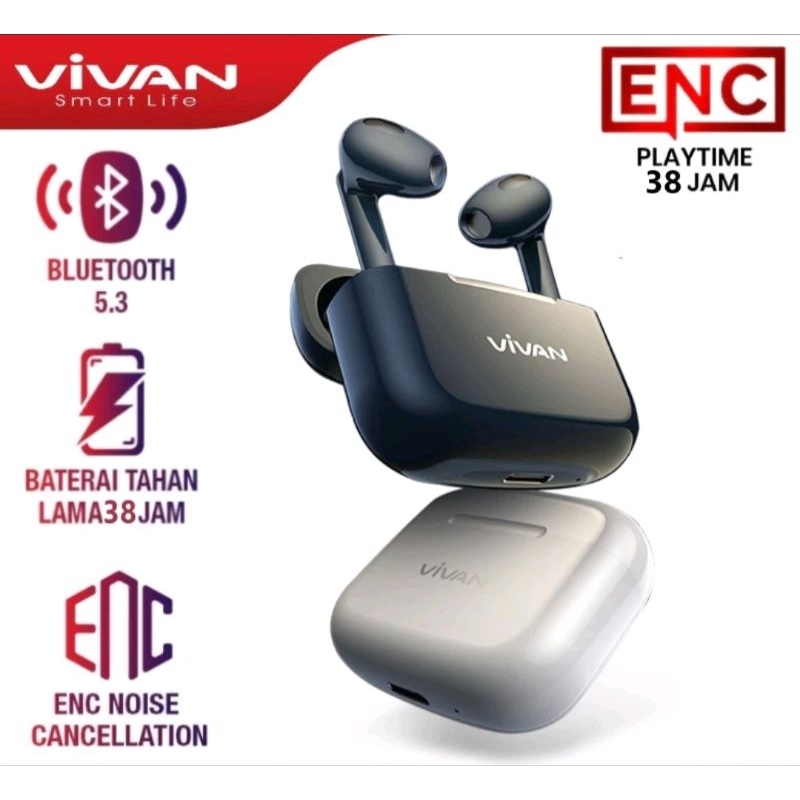 Jual VIVAN TWS LIFE110 WHITE Bluetooth 5.3 Bass ENC Gaming | Shopee ...