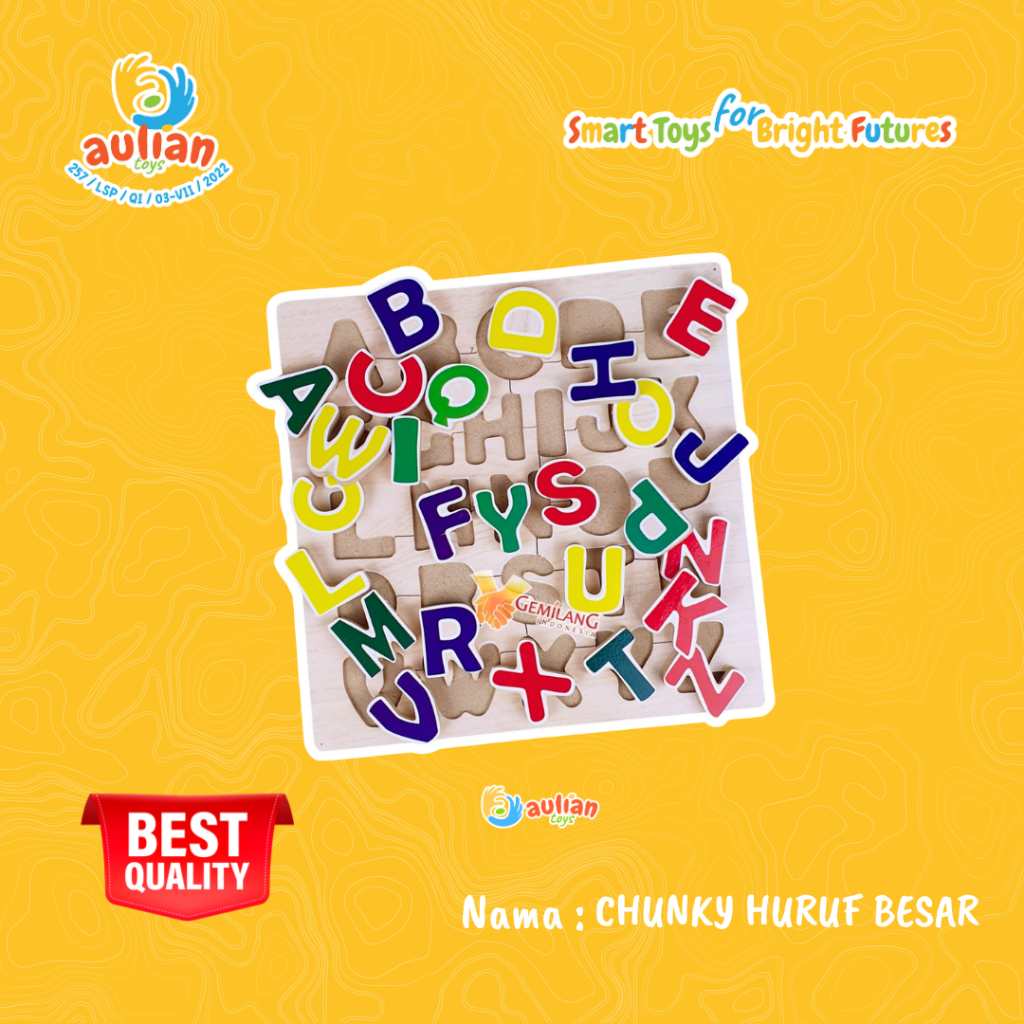 Jual Mainan Edukasi/Mainan Kayu-Puzzle Chunky Huruf Besar&Kecil 20x30 ...