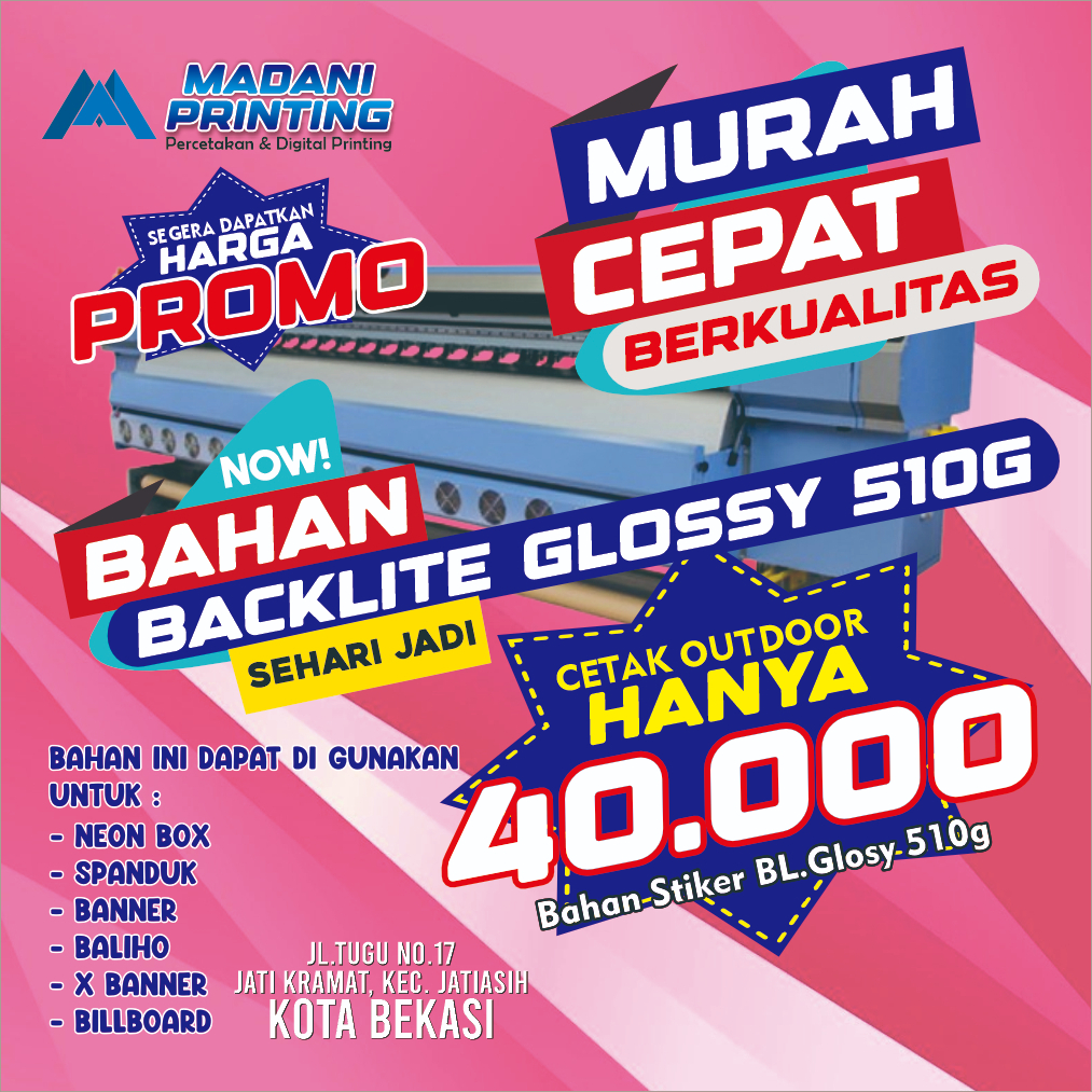 Jual Cetak Spanduk/Banner Bahan Tebal Backlite/Backlight 510 Gsm Murah ...