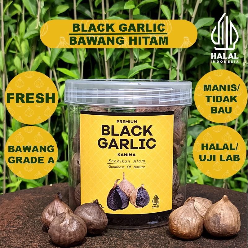 Jual Black Garlic Bawang Hitam Tunggal 250 Gram Kanima Kualitas Premium | bawang tunggal lanang ...