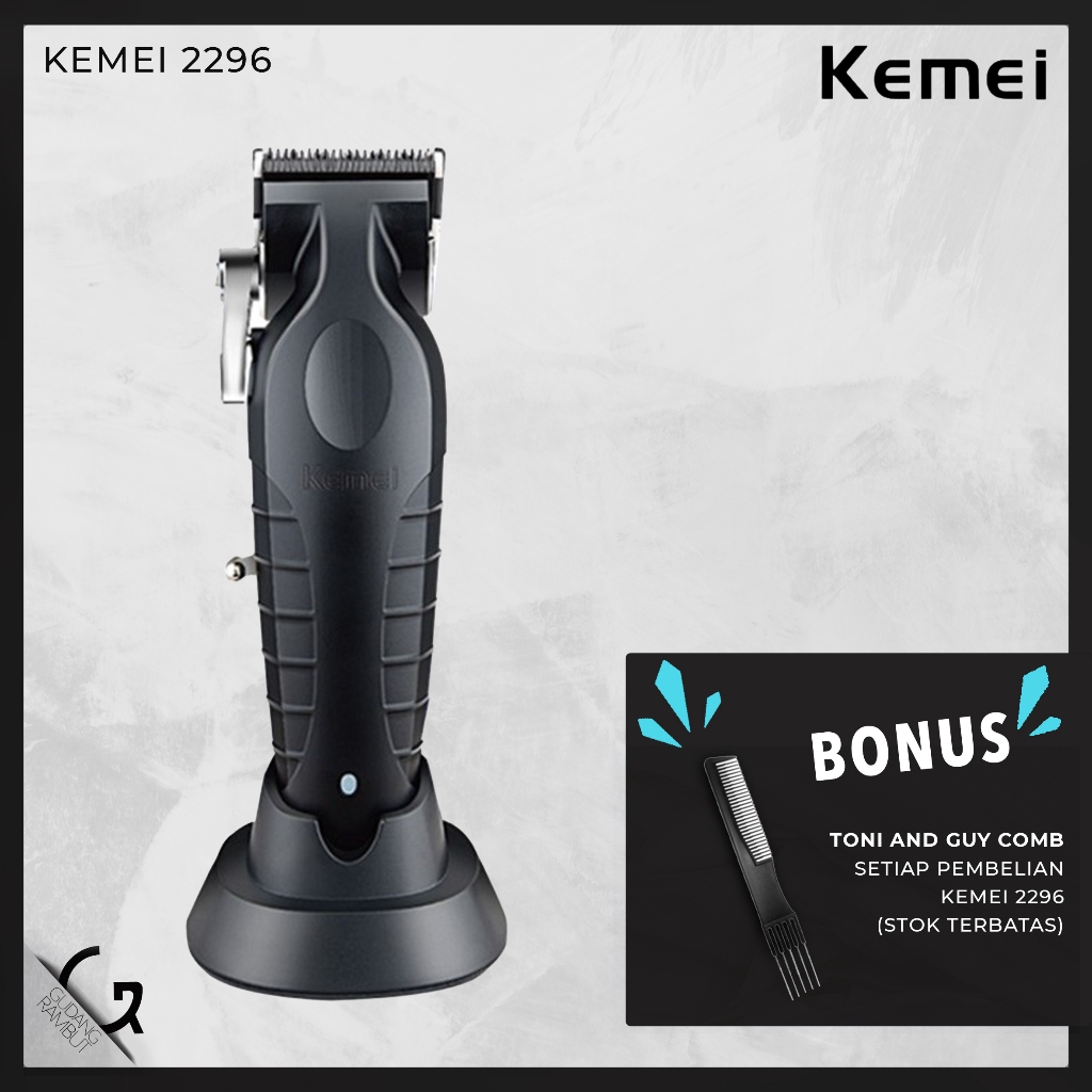 Jual Kemei KM-2296 Cordless Hair Clipper - ALAT CUKUR DENGAN DOCK CHARGER | Shopee Indonesia