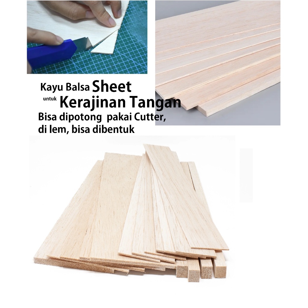Jual kayu Balsa sheet 8mm x 12cm x 1mtr kualitas super balsa sheet 8mm ...