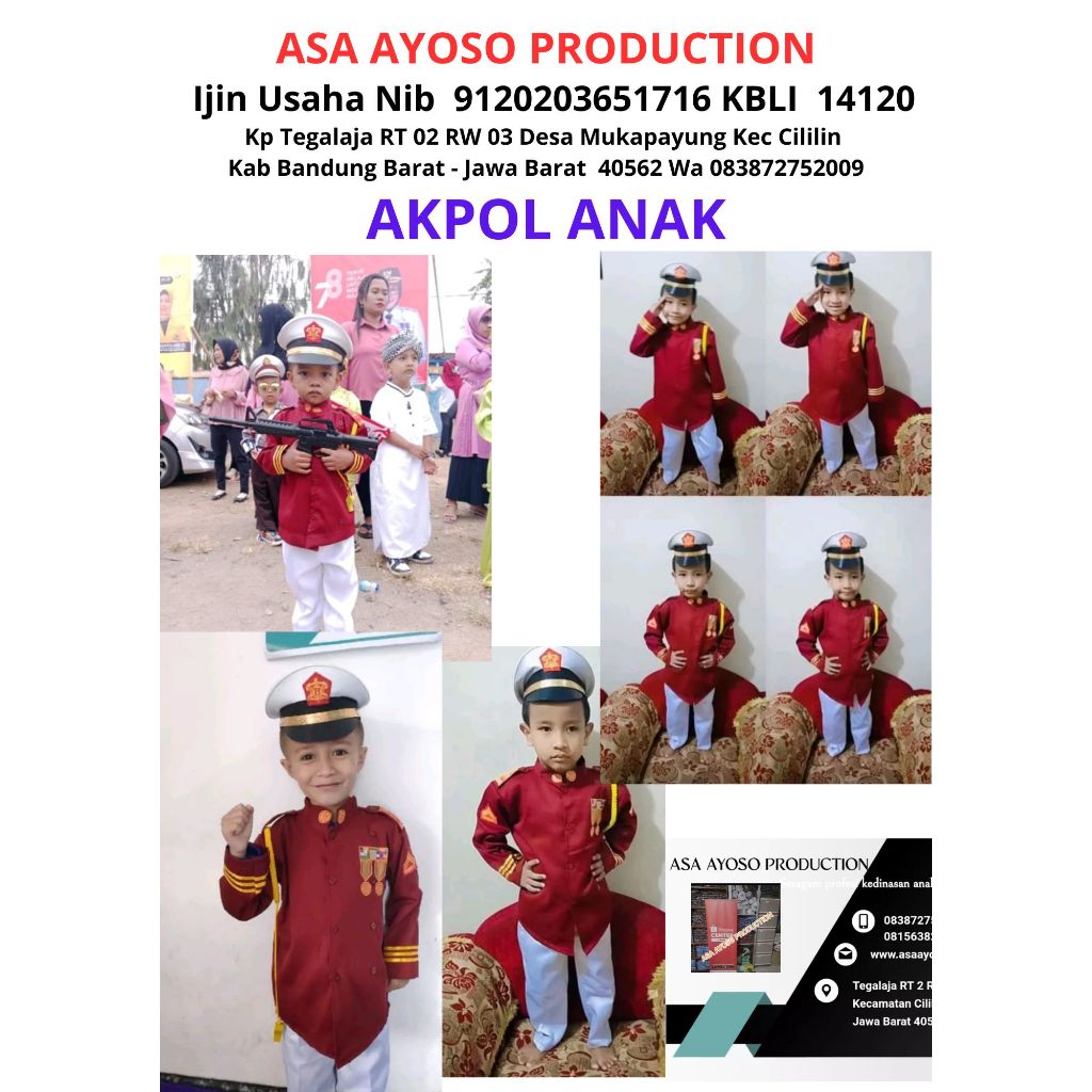 Jual Merk ASA AYOSO-==BAJU seragam Akpol Anak Tk Lengkap atribut Sesuai ...