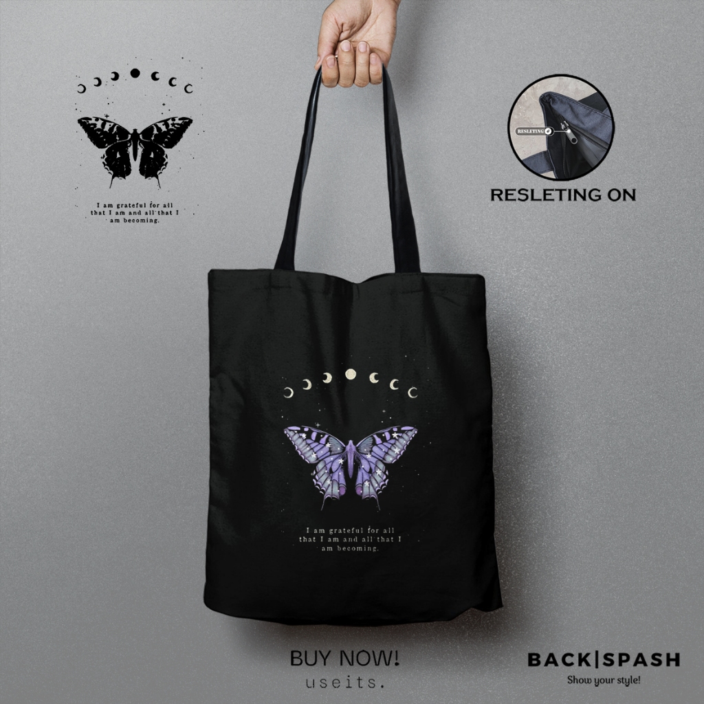 Jual Totebag Kupu Kupu Lucu Aesthetic THD I - Totebag Custom - Tote bag wanita - Tote bag Pria ...