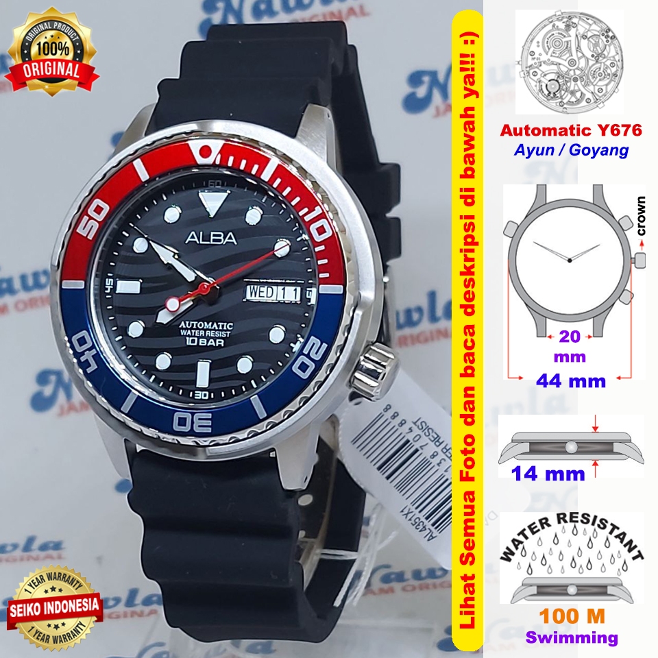 Jual Alba Automatic AL4351X1 Tuna Black Pepsi - Jam Tangan Pria AL4351 ...