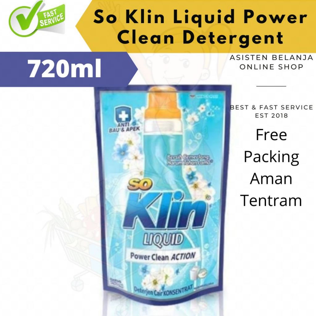 Jual So Klin Liquid Power Clean Action Biru 720 ml 720ml SoKlin Cair ...