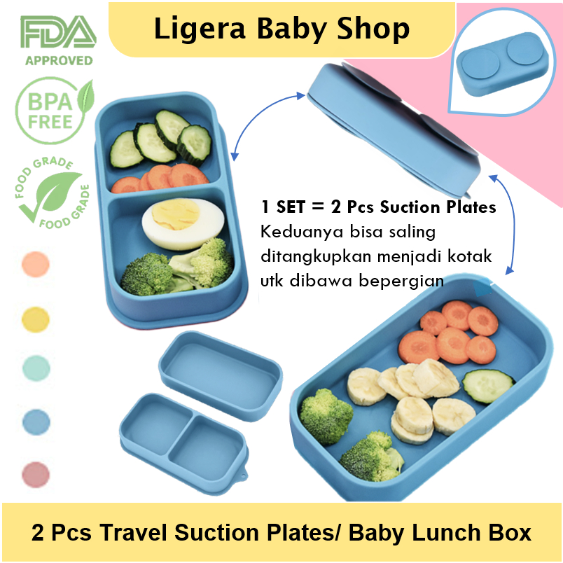 Jual LIGERA Set 2 PCS Piring Suction / 2in1 Travel Baby Suction Lunch ...