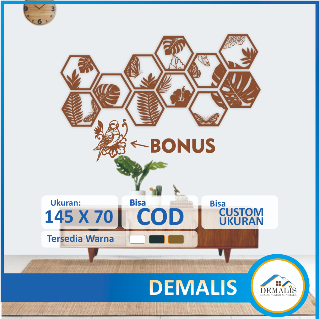 Jual Hiasan Dinding DEMALIS Tempel Aesthetic 1 Set 11 Pcs Kayu Unik ...